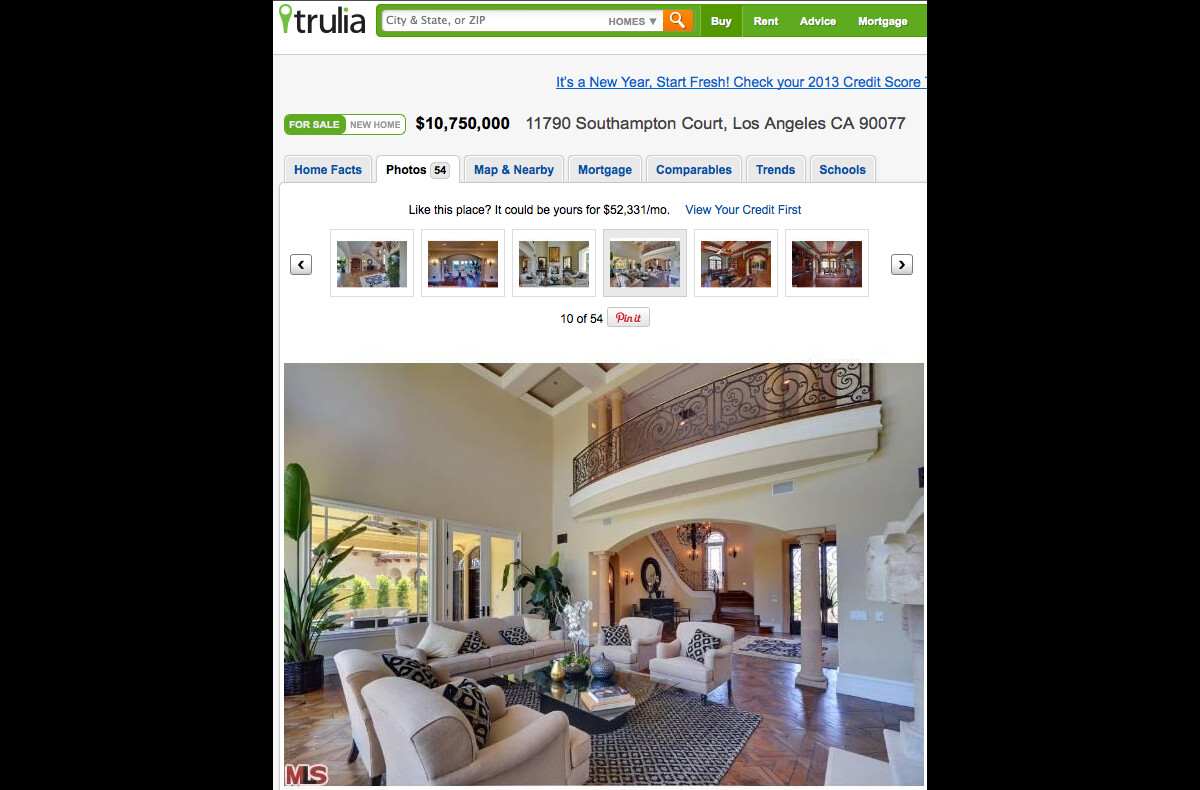 Photo : Le site Trulia a mis en ligne des photos de la nouvelle maison ...