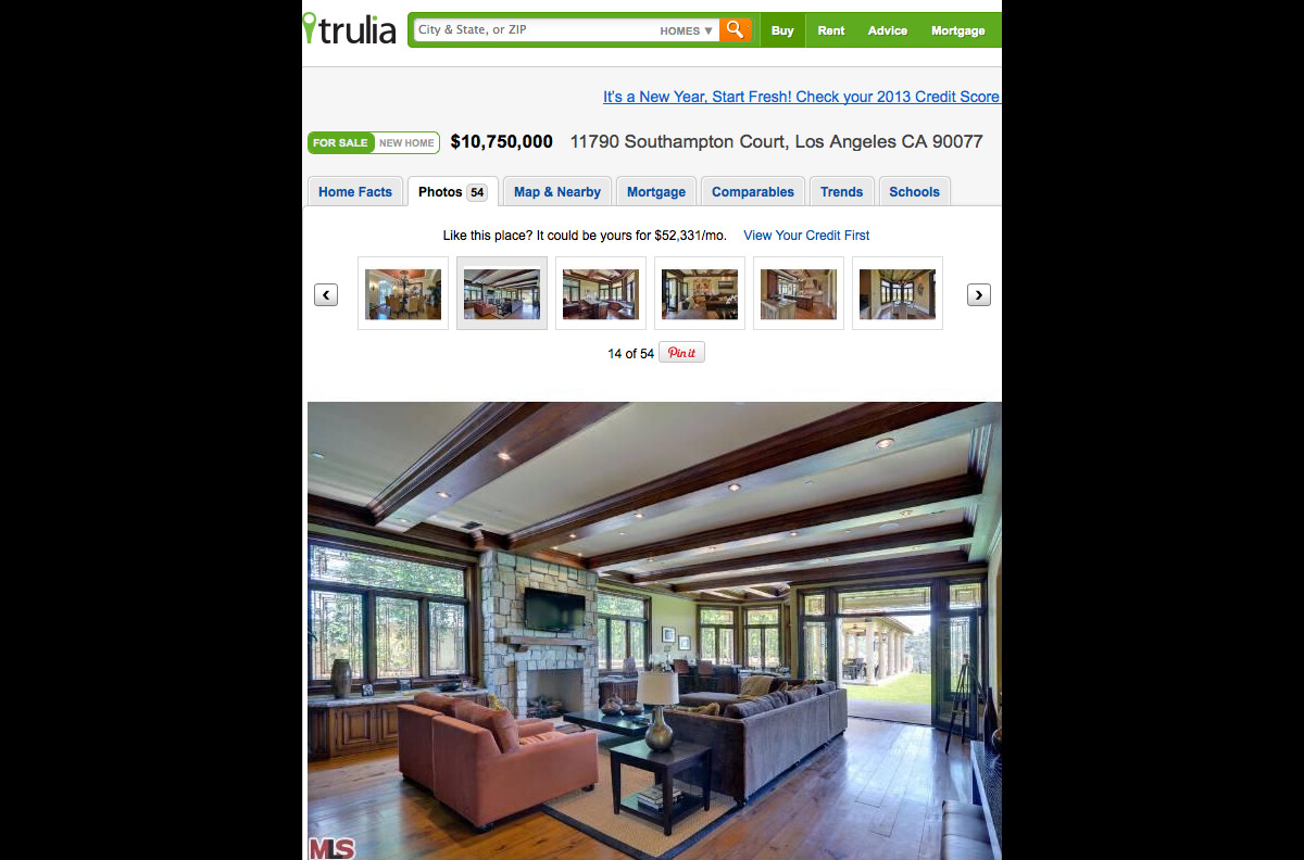 Photo : Le site Trulia a mis en ligne des photos de la nouvelle maison ...