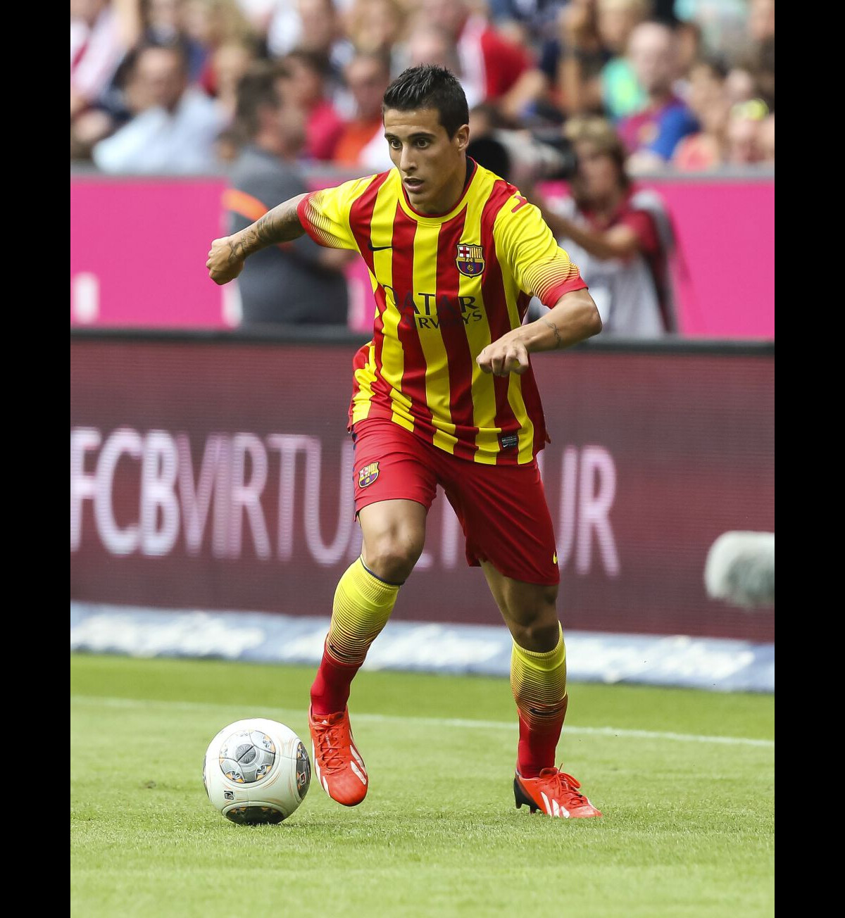 Photo : Cristian Tello pendant le match amical Bayern Munich-FC ...
