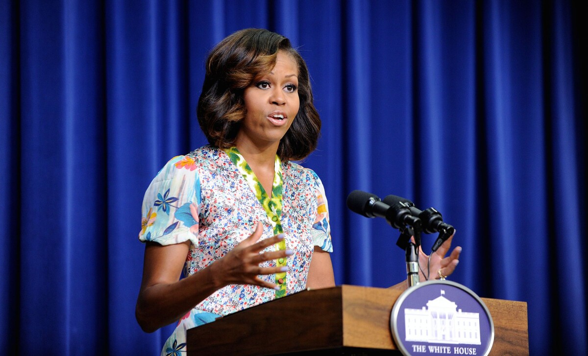 Photo : Élégante, Michelle Obama a prononcé un discours avant la ...