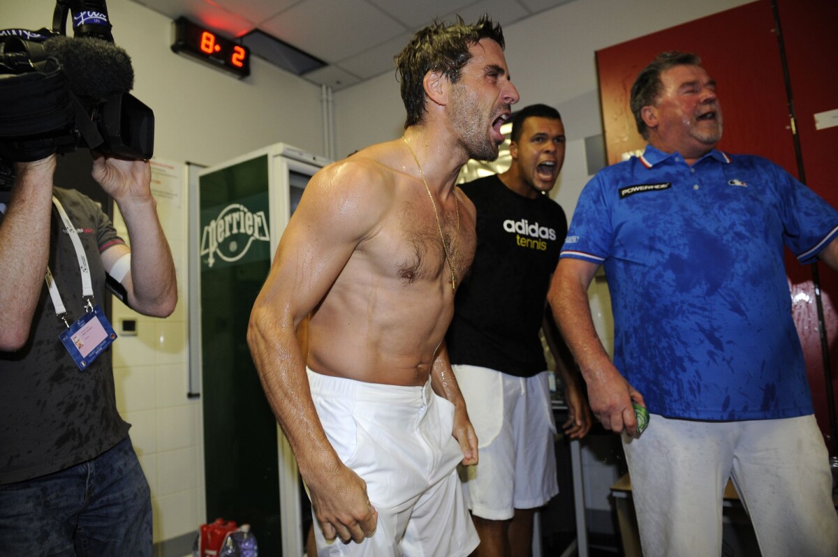 Photo : L'équipe de France de Coupe Davis (Julien Benneteau, Jo-Wilfried Tsonga, Gaël Monfils et ...