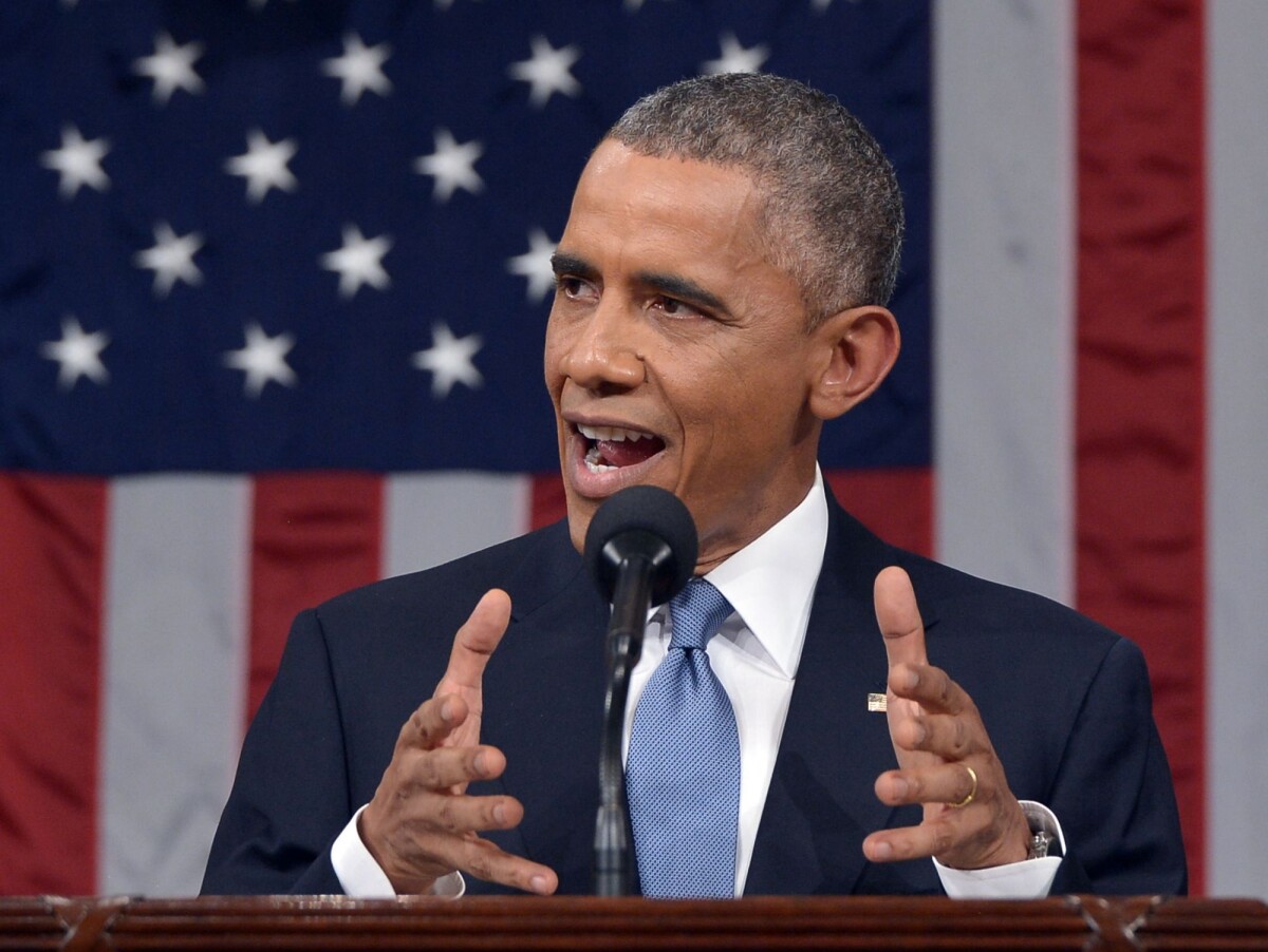 Photo : Barack Obama lors de son discours sur l'état de l'Union, à ...