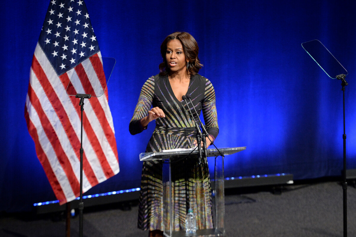 Photo : Michelle Obama a prononcé un discours au Newseum de Washington ...