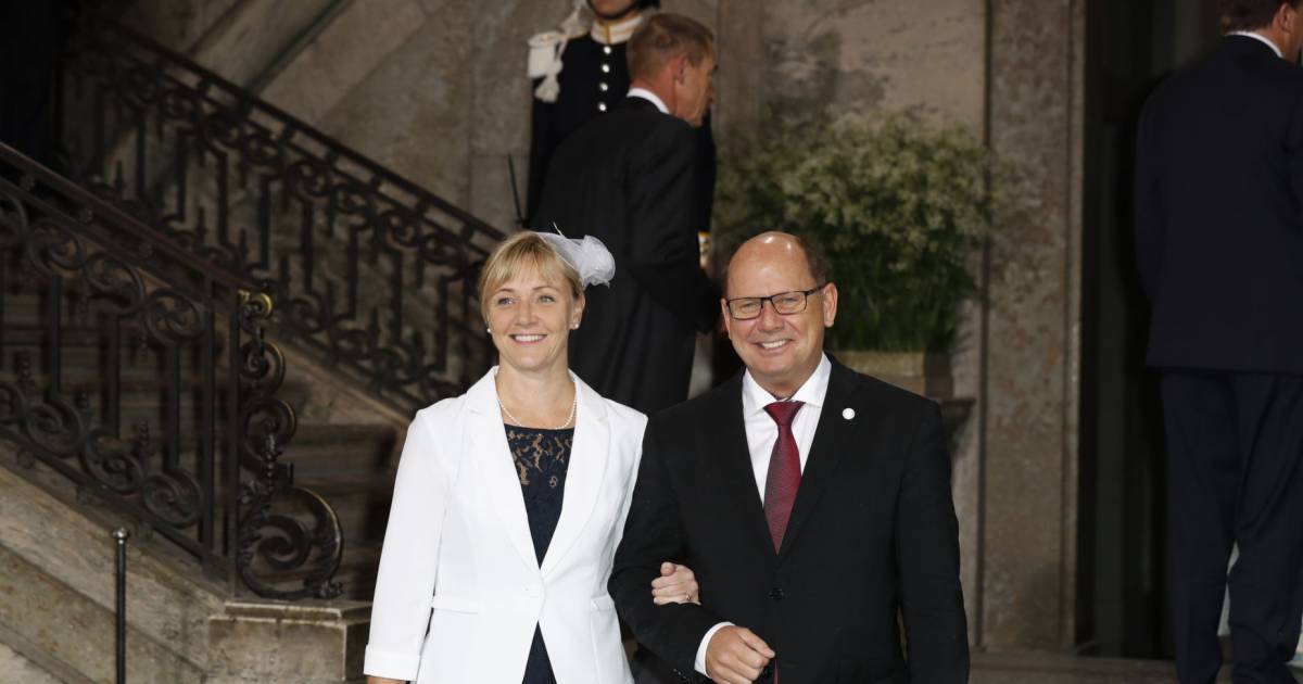 Urban Ahlin et sa femme Jenny - Baptême du prince Oscar de Suède à ...