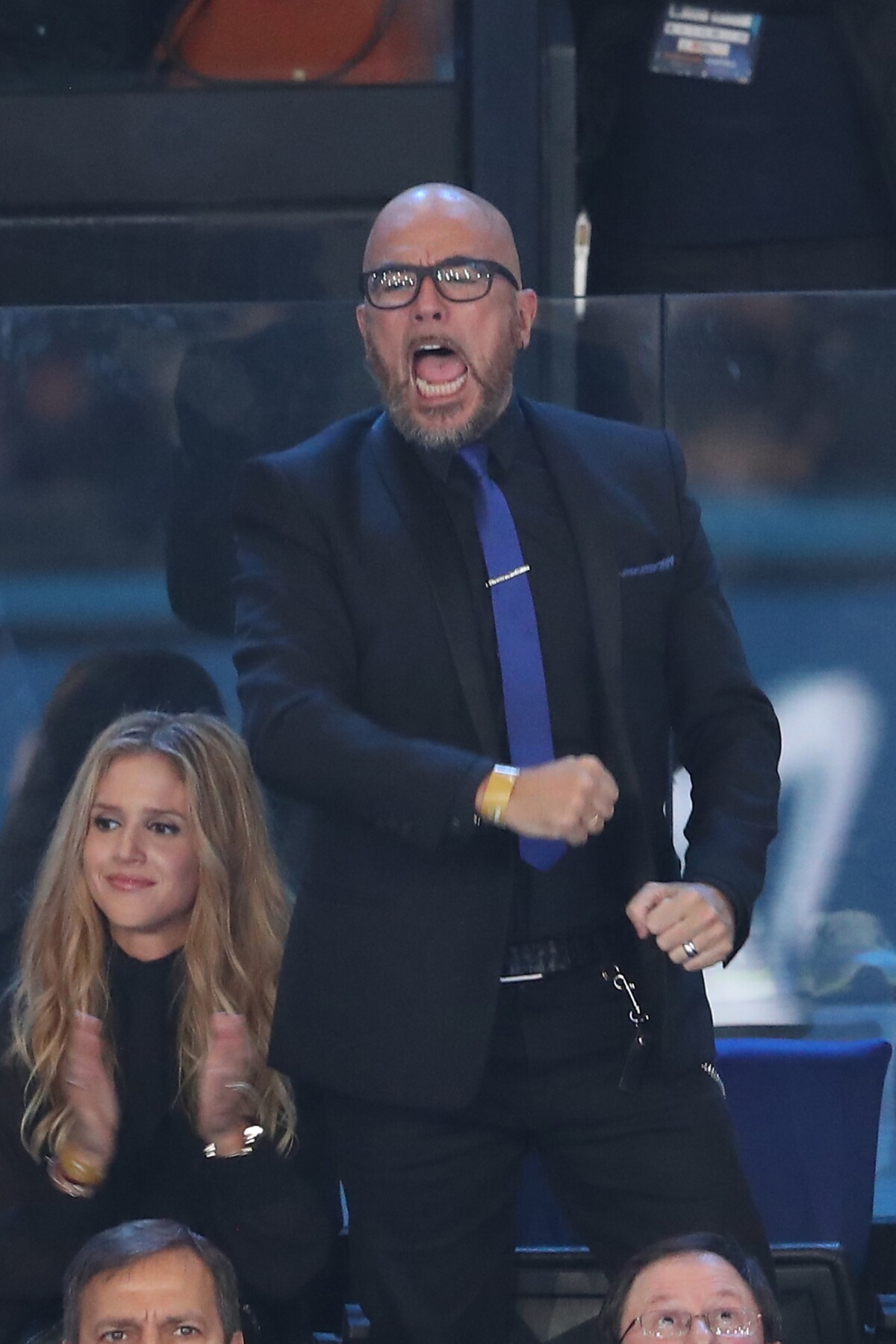 Photo : Pascal Obispo et sa femme Julie Hantson lors du match de finale ...