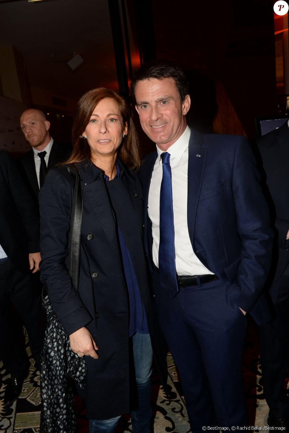 Exclusif - Manuel Valls et sa femme Anne Gravoin lors de la soirée d ...