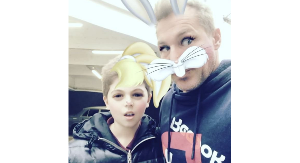 Photo : Benjamin Castaldi et son fils Enzo. Mai 2017. - Purepeople