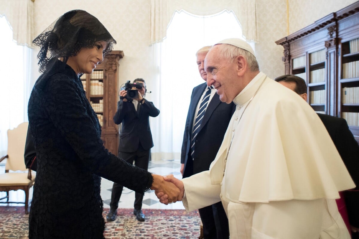 Photo : Donald, Melania Trump et le Pape François au Vatican. Le 24 mai ...