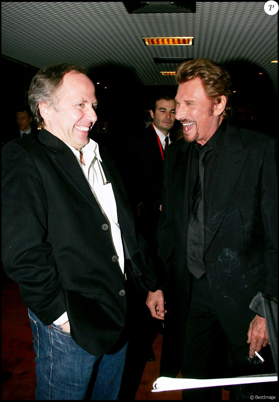 Johnny Hallyday et Fabrice Luchini à Paris en mars 2006. - Purepeople