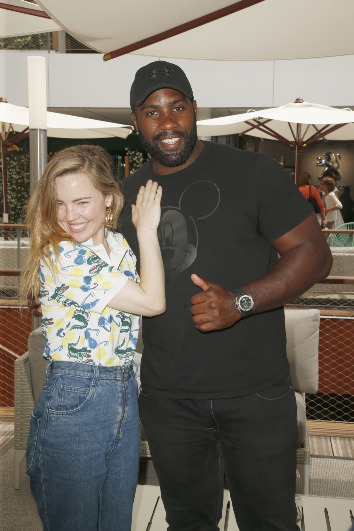 Photo : Melissa George, Teddy Riner au village lors des internationaux ...
