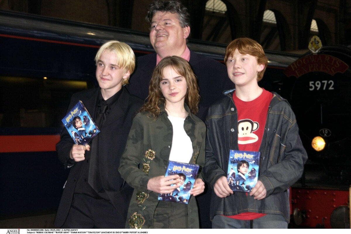Photo : Robbie Coltrane, Rupert Grint, Emma Watson et Tom Felton lors ...