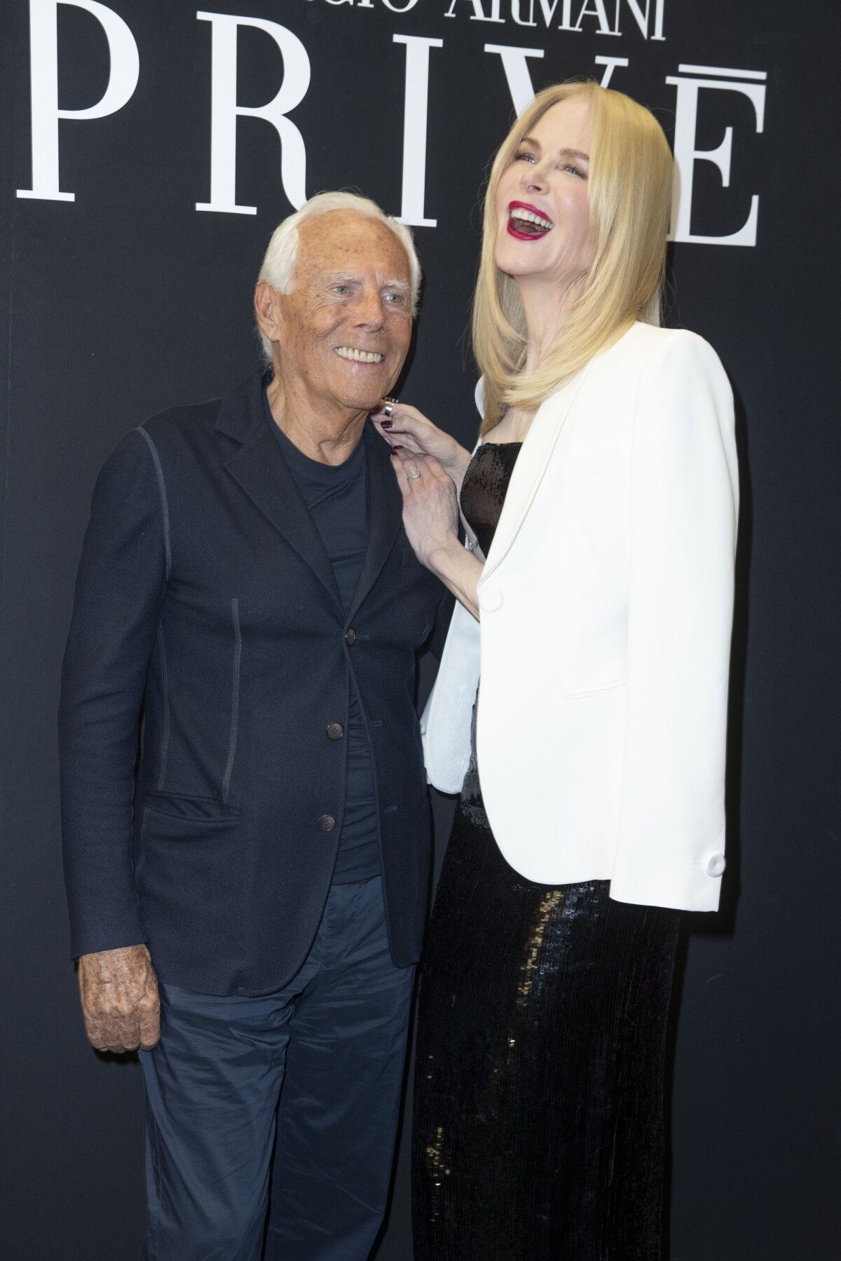 Photo Giorgio Armani Nicole Kidman dans les coulisses du defile de mode Haute Couture Automne Hiver 2019 2020 Giorgio Armani Prive a Paris. Le 2 juillet 2019. Olivier Borde Bestimage Purepeople