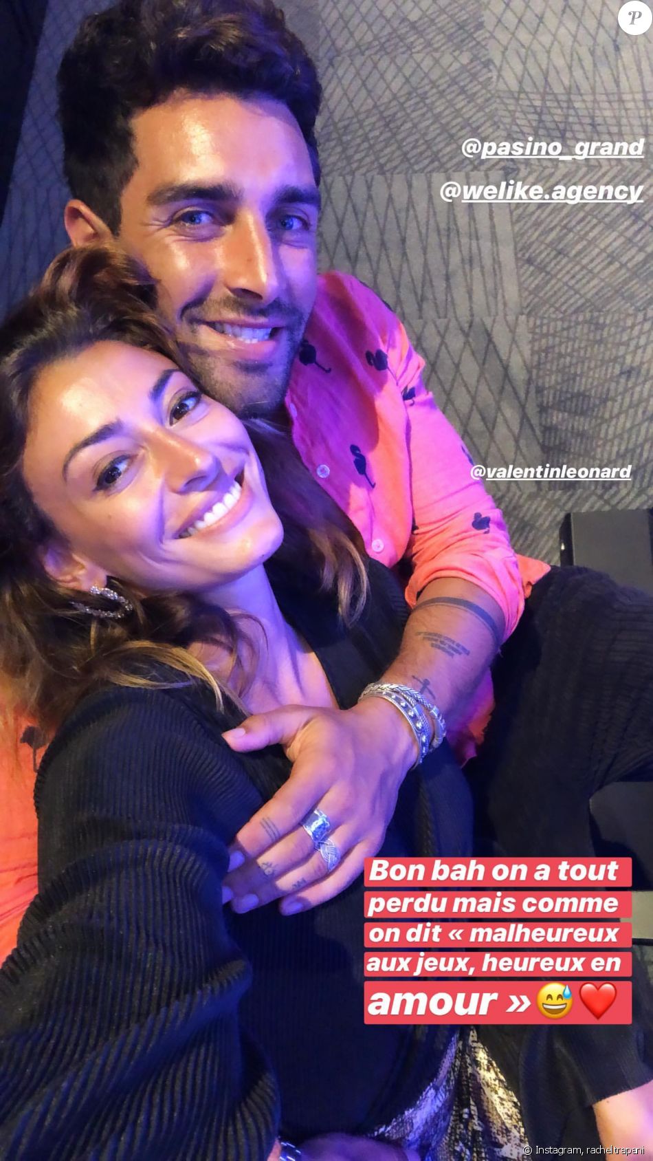 Rachel Legrain-Trapani et son compagnon Valentin Léonard sur Instagram ...