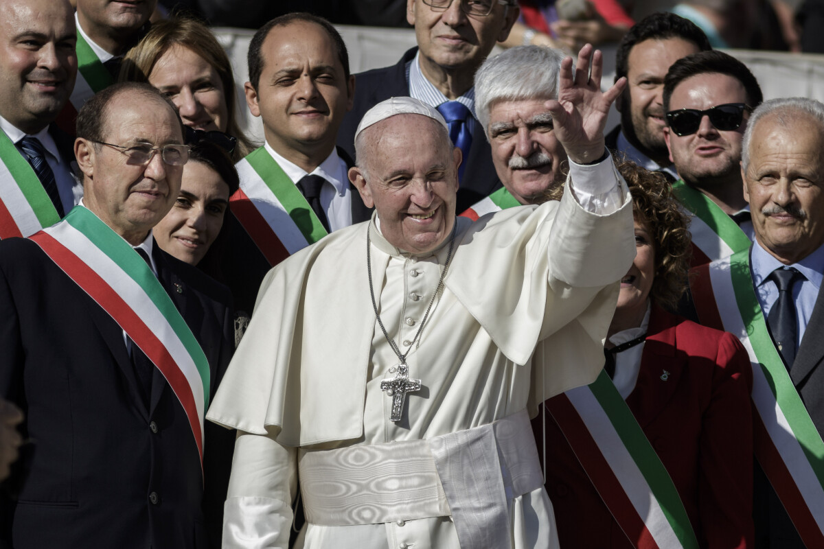 Photo : Le pape François dirige l'audience générale hebdomadaire de la ...