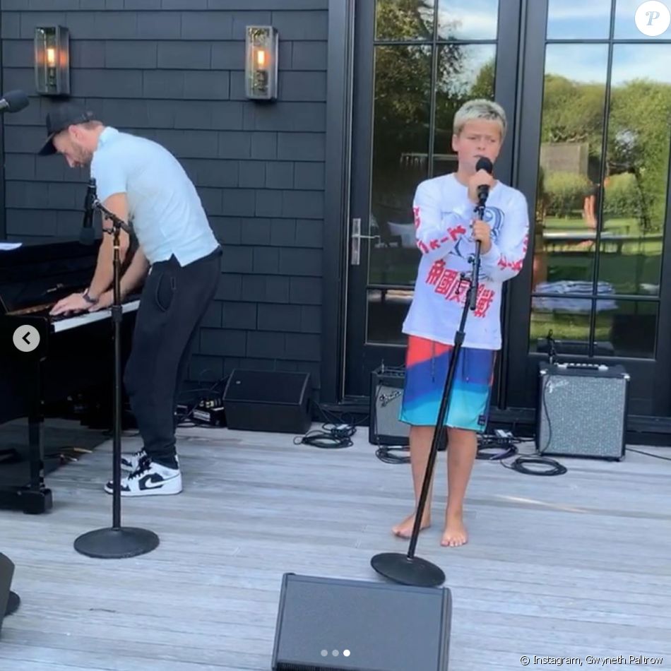 Chris Martin et son fils Moses. Avril 2020. - Purepeople