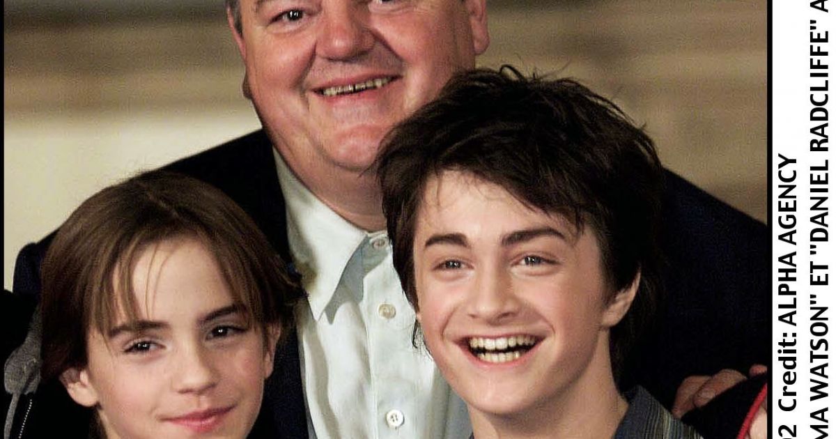 Robbie Coltrane (Hagrid) avec Emma Watson (Hermione) et Daniel ...