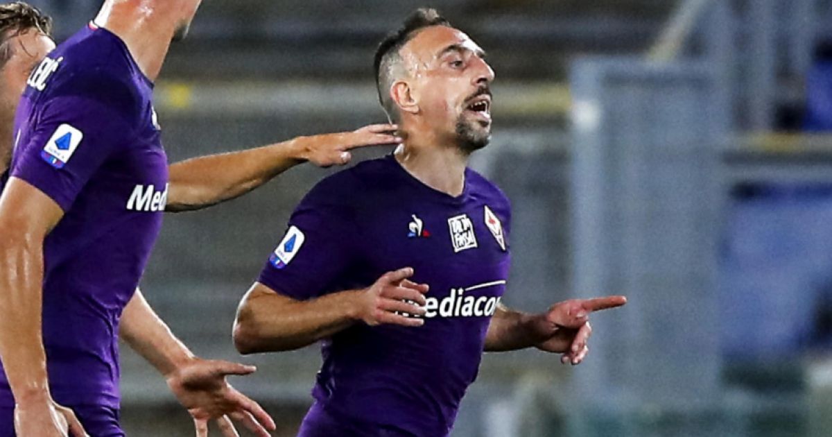 Franck Ribéry a marqué avec la Fiorentina contre la Lazio de Rome le 27 ...