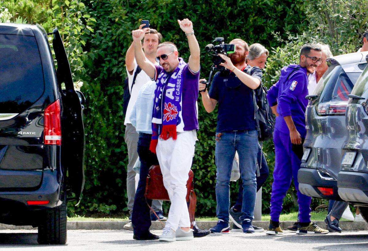 Photo : Franck Ribéry lors de son arrivée à Florence le 21 août 2019 ...