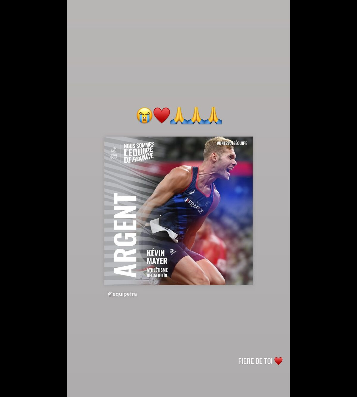 Photo : Delphine Jariel fière de son champion Kevin Mayer. - Purepeople