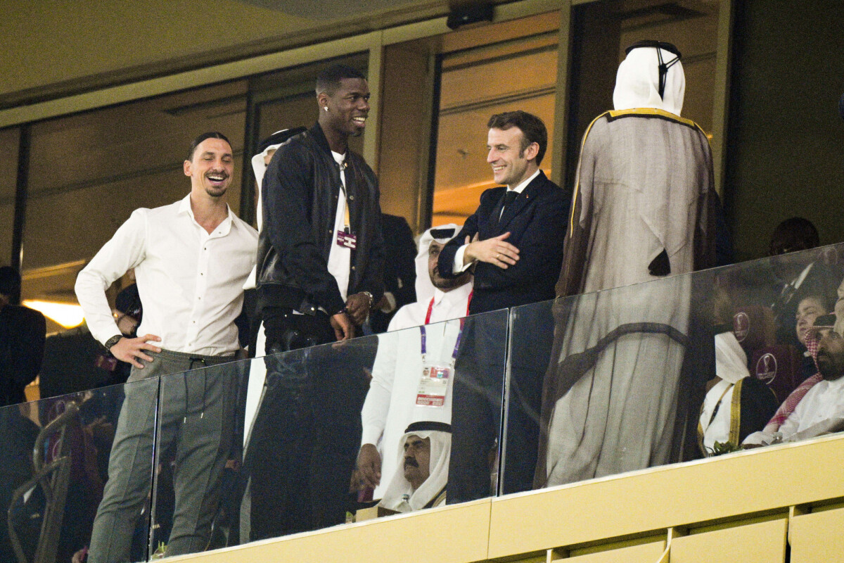 Photo : Le président Emmanuel Macron Zlatan Ibrahimovic - Paul Pogba ...
