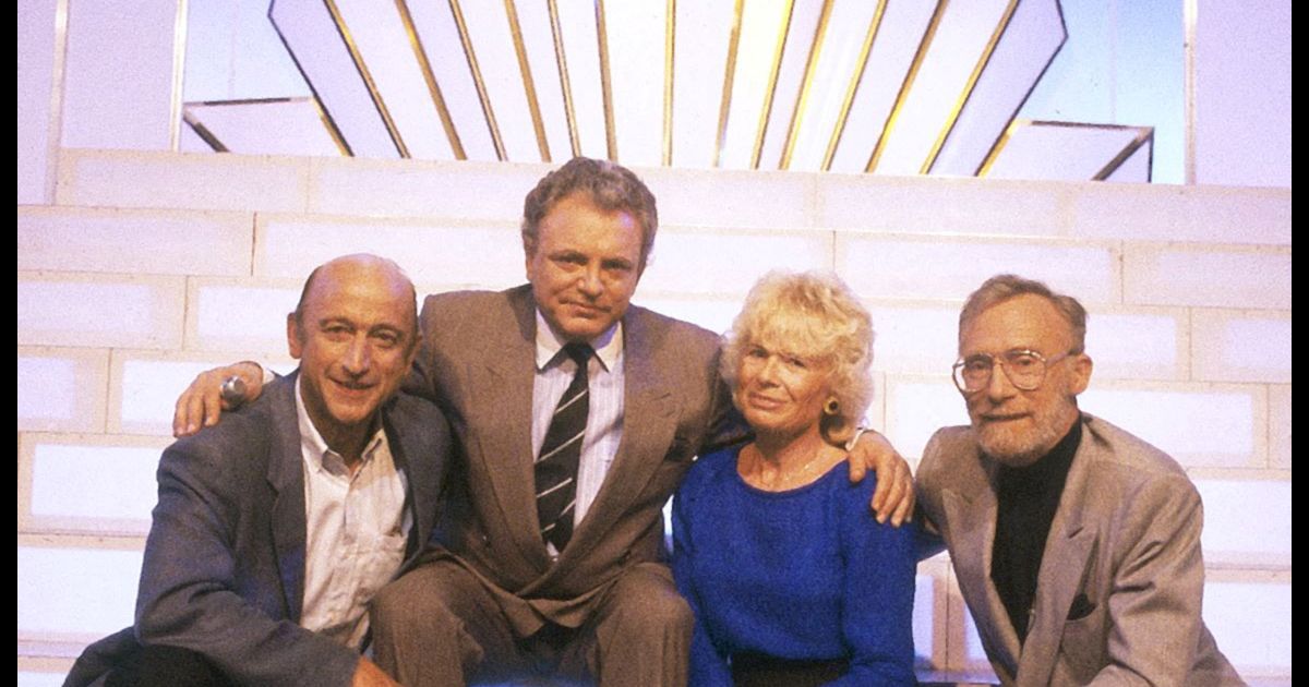 Pierre Bonte, Jacques Martin, Claude Sarraute et Piem sur le plateau de ...