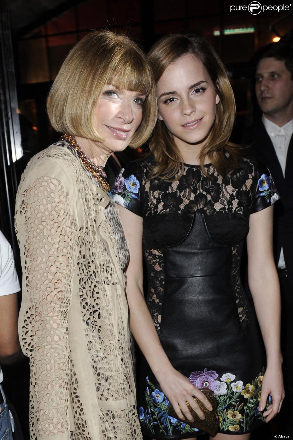 Anna Wintour et Emma Watson à la soirée Vogue à New York le 25 mars ...