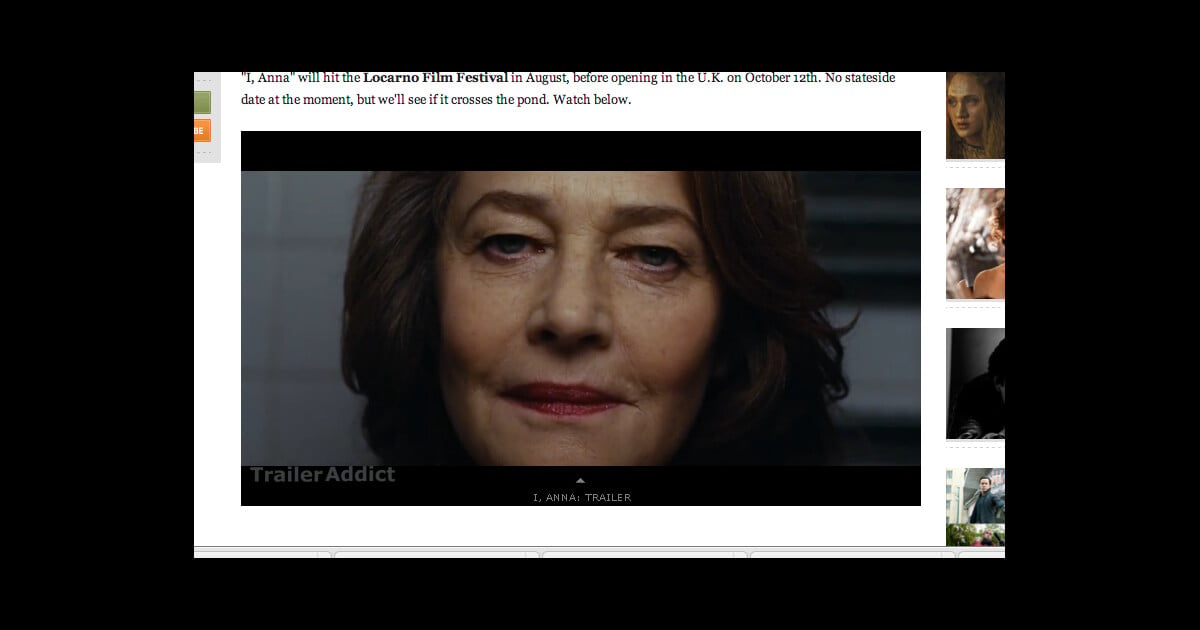 I, Anna : Charlotte Rampling, mystérieuse femme fatale pour son fils ...