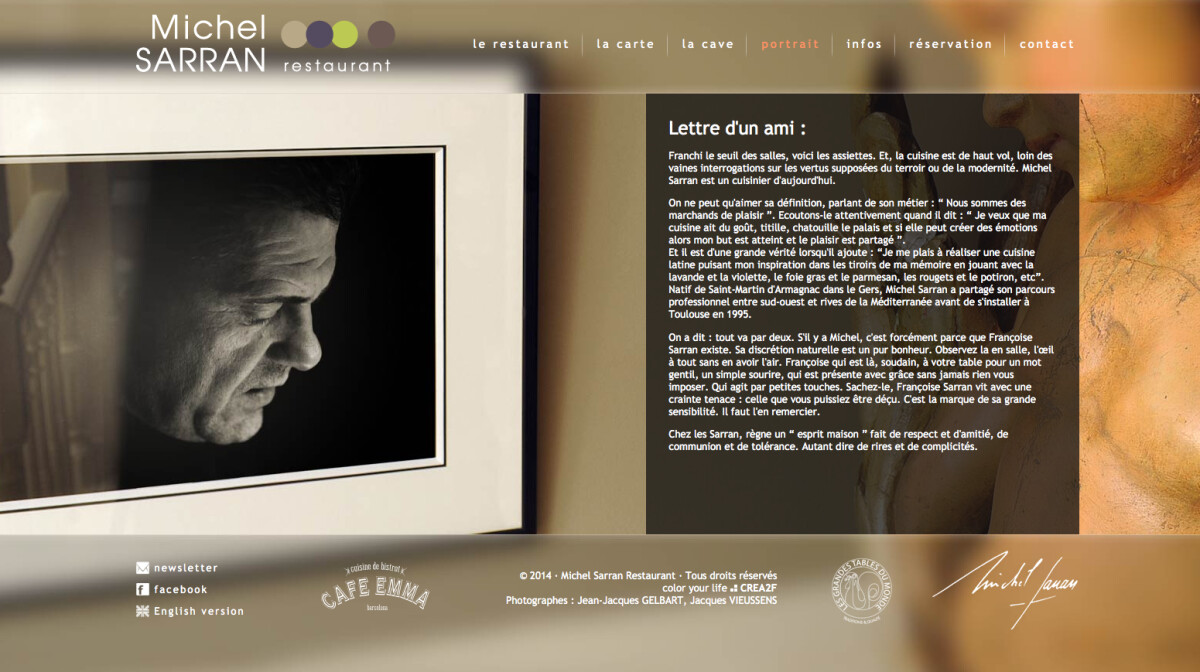 Photo : Portrait de Michel Sarran sur le site de son restaurant www ...