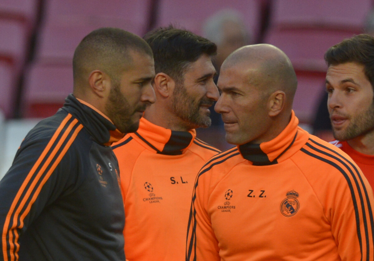 Photo : Zinedine Zidane avec Karim Benzema à Lisbonne, le 23 mai 2014 ...