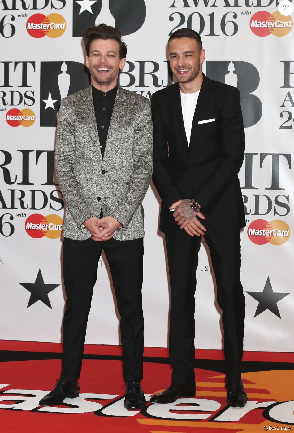 Louis Tomlinson, Liam Payne à la Cérémonie des BRIT Awards 2016 à l'O2 ...