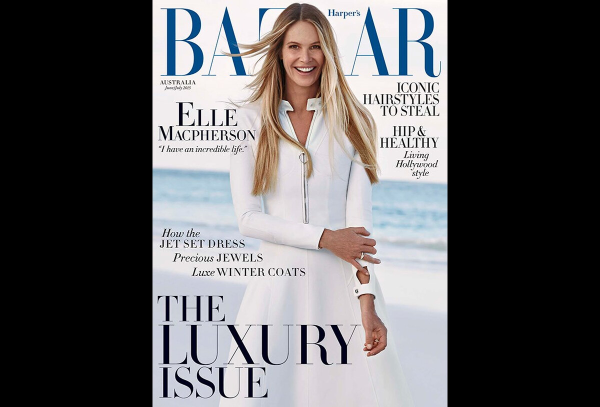 Photo : Elle Macpherson en couverture du magazine Harper's BAZAAR ...