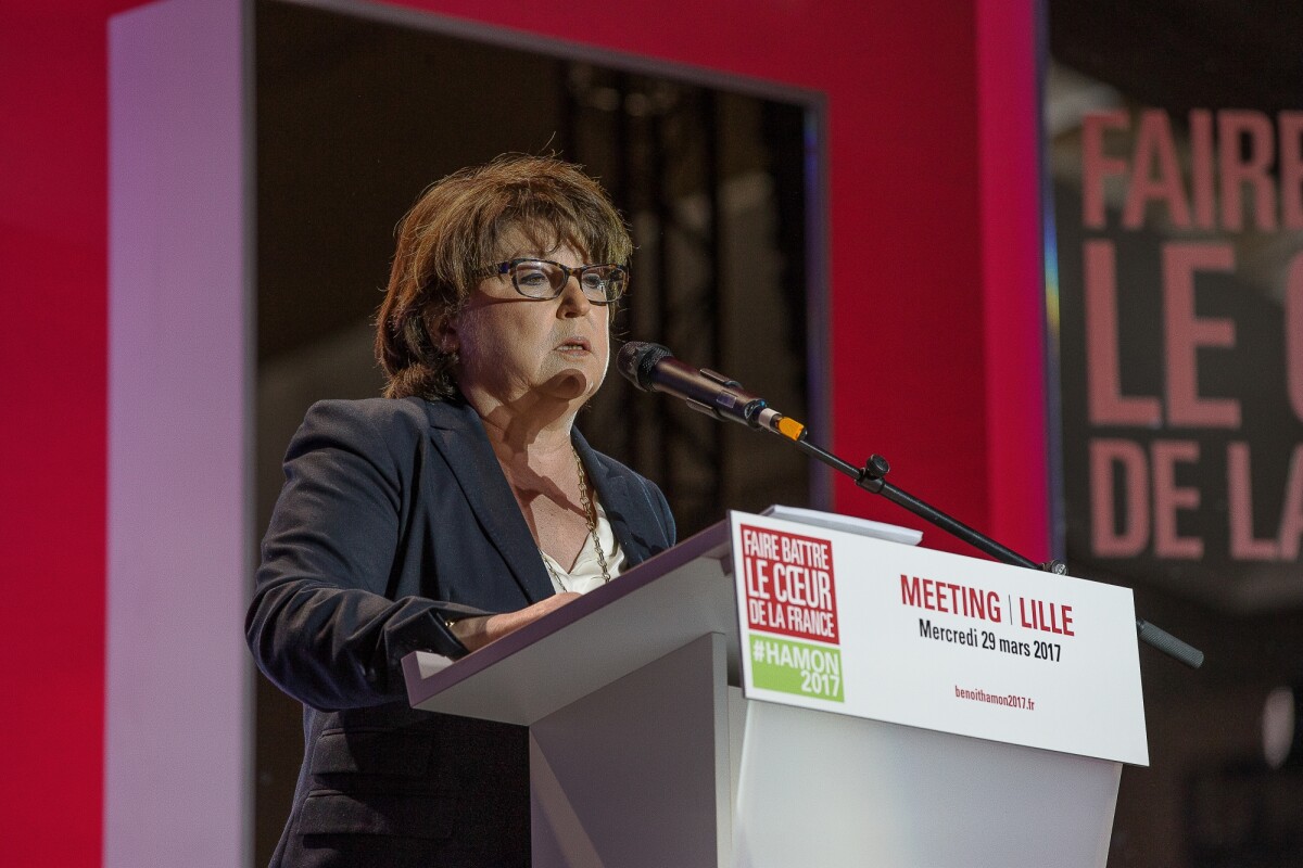 Photo : Martine Aubry lors du meeting de Benoît Hamon à Lille, le 29 ...