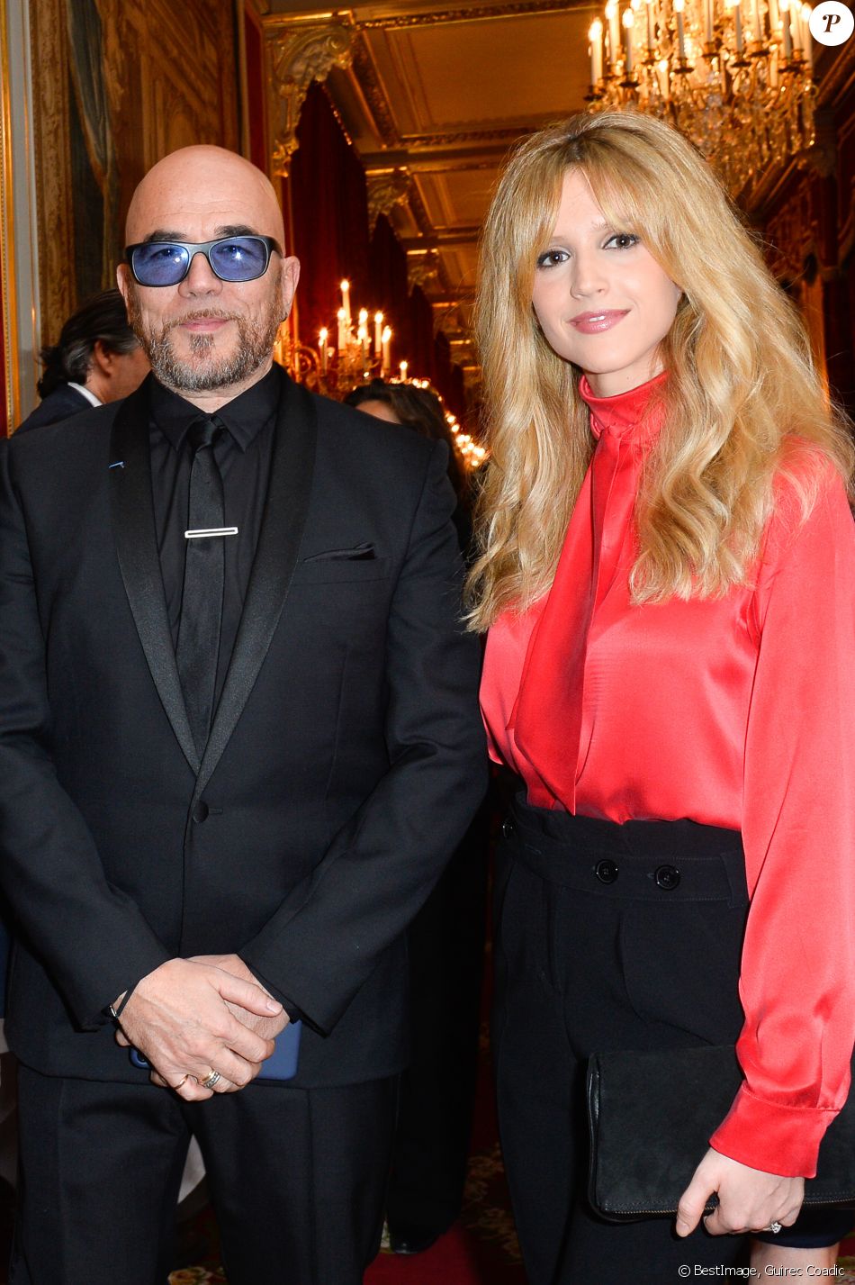 Pascal Obispo et sa femme Julie Hantson lors de l'élévation de L ...