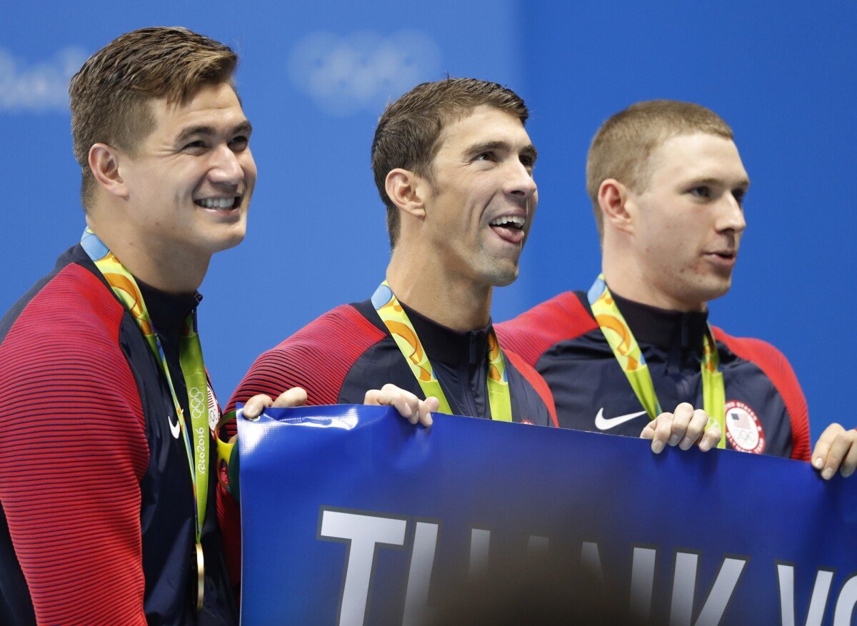 Photo : Ryan Murphy, Cody Miller, Michael Phelps et Nathan Adrian ...