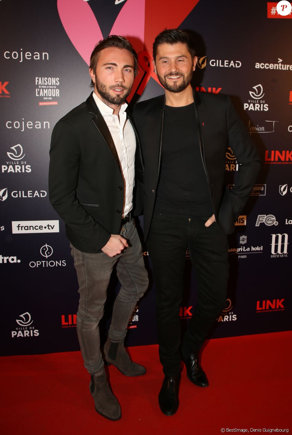 Christophe Beaugrand et son mari Ghislain Gerin lors du gala de charité ...
