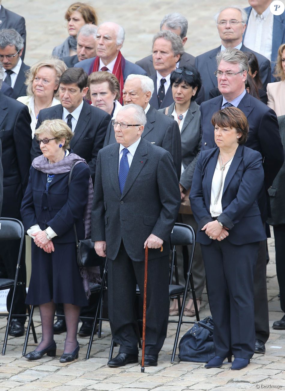 Jacques Delors et sa femme Marie, Martine Aubry - Obsèques de Pierre ...