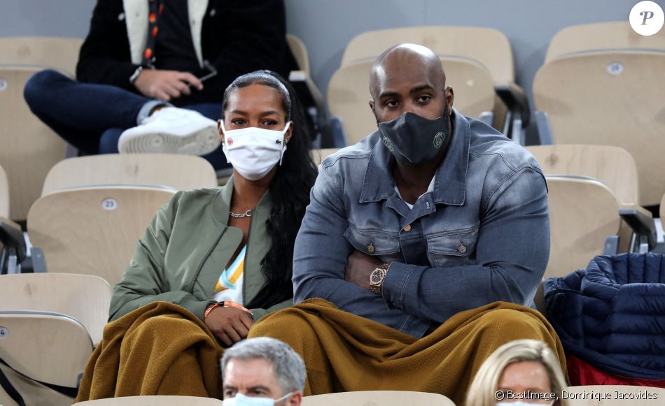 Teddy Riner et sa compagne Luthna Plocus en tribune lors de la finale ...