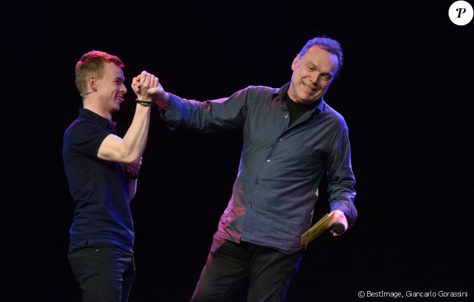 Exclusif - Thomas Angelvy et Julien Lepers lors du Showcase de Thomas ...