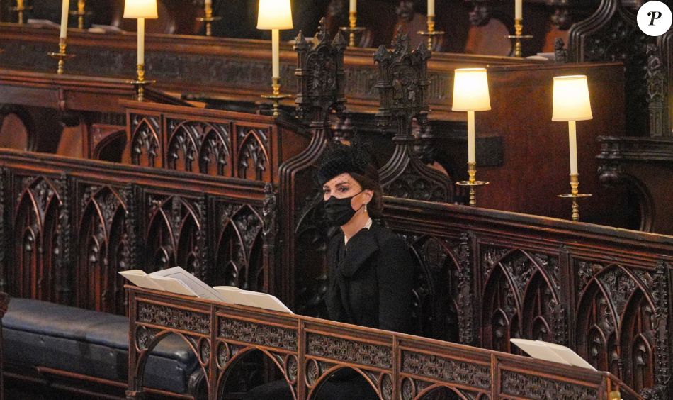 Kate Middleton lors des obsèques du prince Philip en la chapelle Saint ...