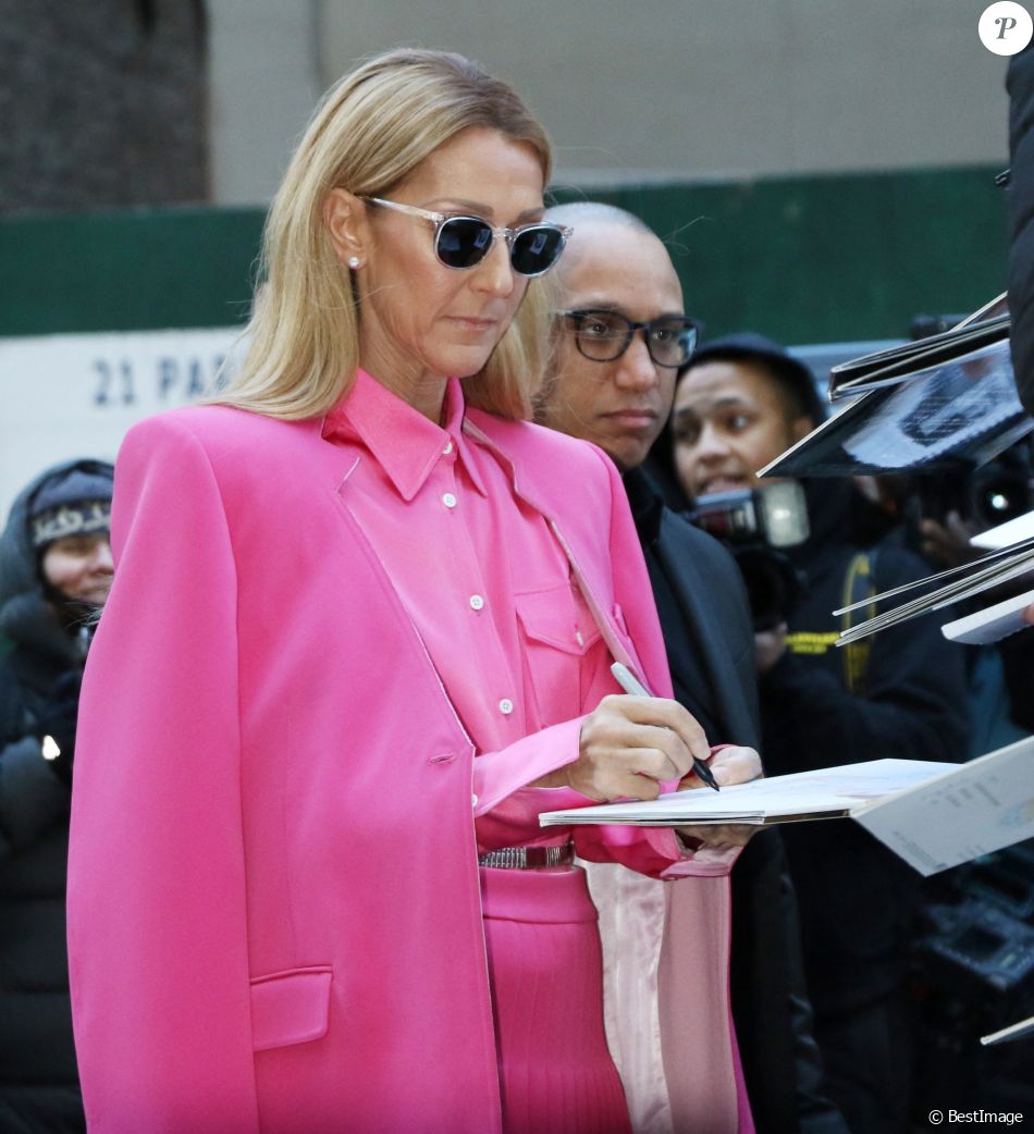 Celine Dion a choisi de s'habiller en rose pour la Journée Internationale pour les Droits des ...