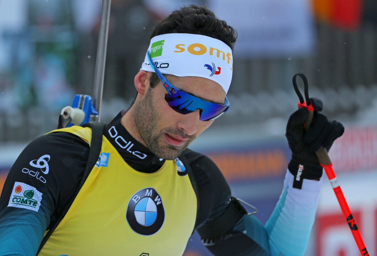 Photo : Martin Fourcade (FRA) lors de la poursuite de la Coupe du monde ...