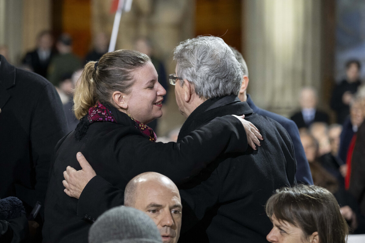 Photo : Mathilde Panot et Jean-Luc Mélenchon lors de la cérémonie d ...