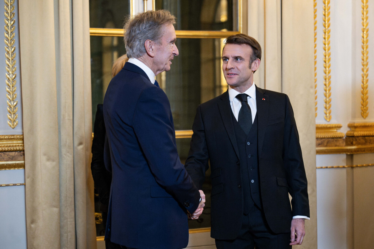 Photo : Emmanuel Macron a décoré Bernard Arnault à l'Élysée de la grand ...