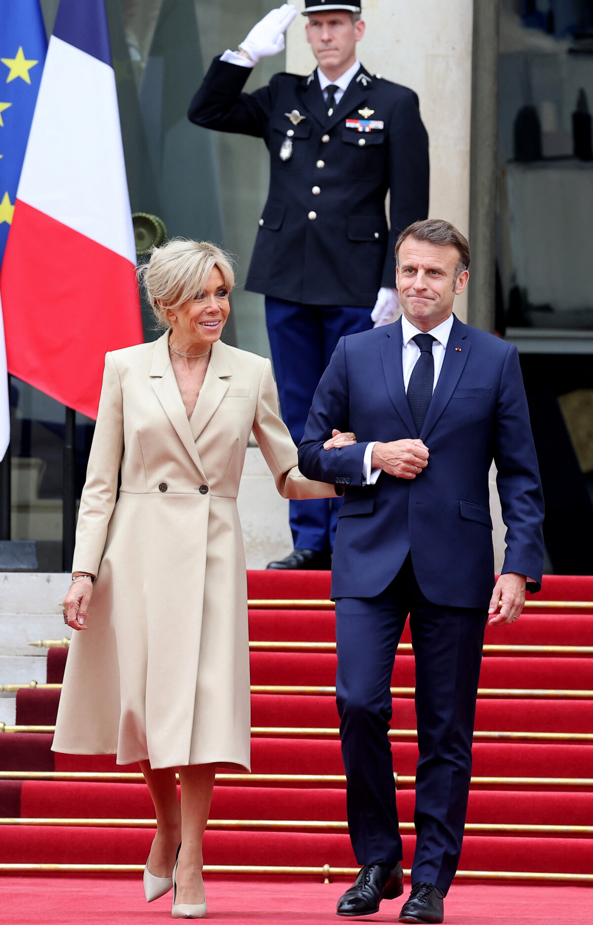 Photo : Emmanuel Macron, Président de la République Française, et la ...