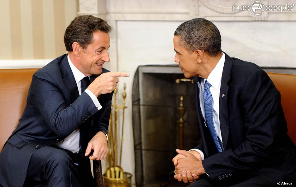 Nicolas Sarkozy et Barack Obama lors d'un entretien à la Maison Blanche ...