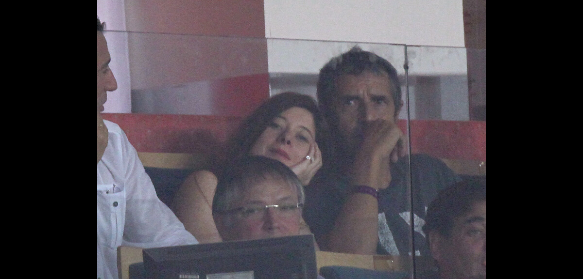 Photo : Julien Clerc et Hélène Grémillon lors du match PSG-Lyon du 2 ...