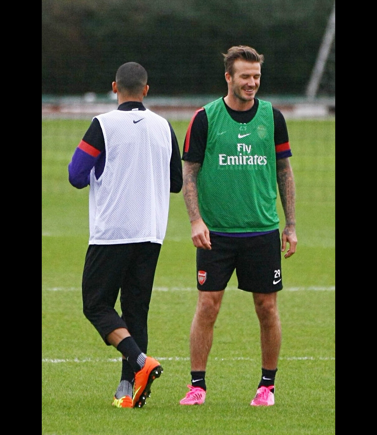 Photo : David Beckham souriant lors d'un entraînement avec l'équipe d ...