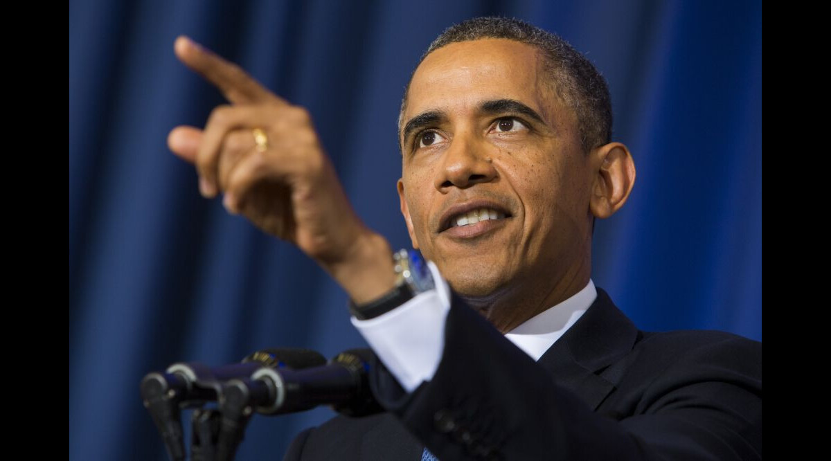 Photo : Barack Obama en plein discours à Washington. Le 23 mai 2013 ...
