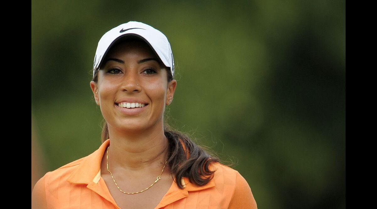 Photo : Cheyenne Woods, large sourire lors du premier jour du ISPS ...