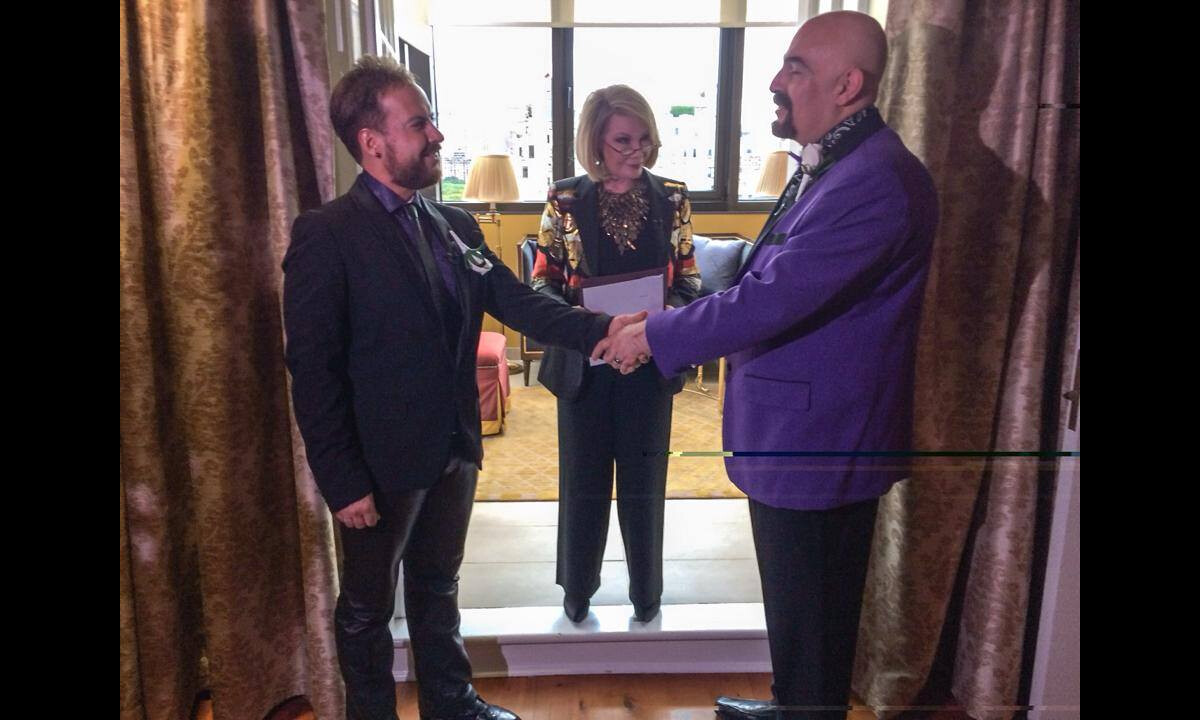 Photo : Joan Rivers a marié Jed Ryan et Joe Aiello, le 15 août 2014 à ...
